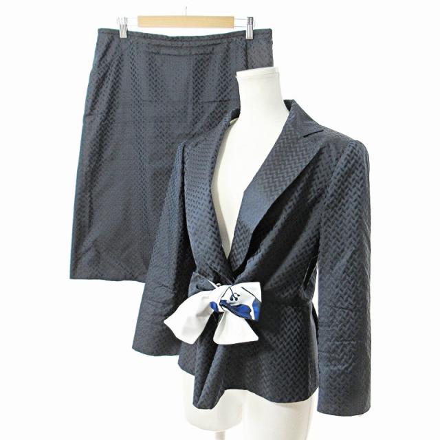 【中古】アルマーニ コレツィオーニ ARMANI COLLEZIONI ヘリンボーン調 セットアップ スカート スーツ 総柄裏地 46
