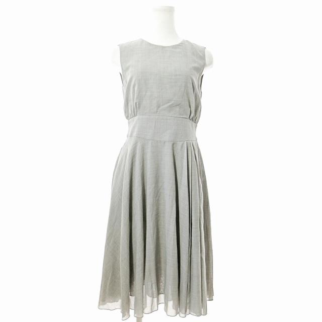 【中古】フォクシーニューヨーク FOXEY NEW YORK 美品 32866 シアーグレース タック ワンピース ノースリーブ 38