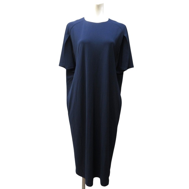 【中古】アドーア ADORE 美品 ワンピース 半袖 スリット袖 ロング 紺 ネイビー 38 約M IBO77