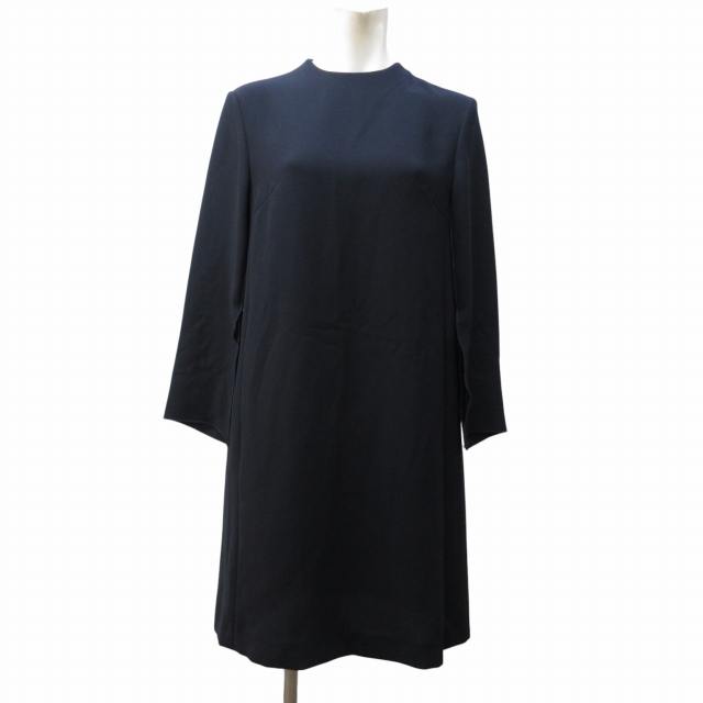 【中古】アドーア ADORE 美品 チュニック ワンピース 長袖 袖スリット 黒 ブラック 36 約S IBO77