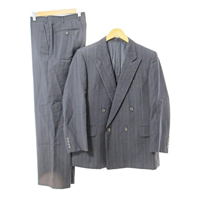 【中古】バーバリーズ Burberrys セットアップ ダブル スーツ フォーマル ストライプ ウール AB4 紺 ネイビー