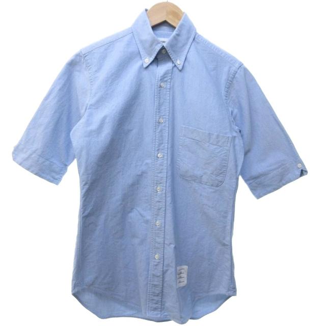 【中古】トムブラウン THOM BROWNE ボタンダウンショートスリーブシャツ 半袖 青 ブルー 0 約XS MWS002A-06177480