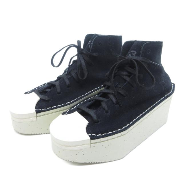 【中古】ワイスリー Y-3 美品 KYASU HI スニーカー シューズ 厚底 ハイカット ブラック ホワイト 23.5cm IF0750