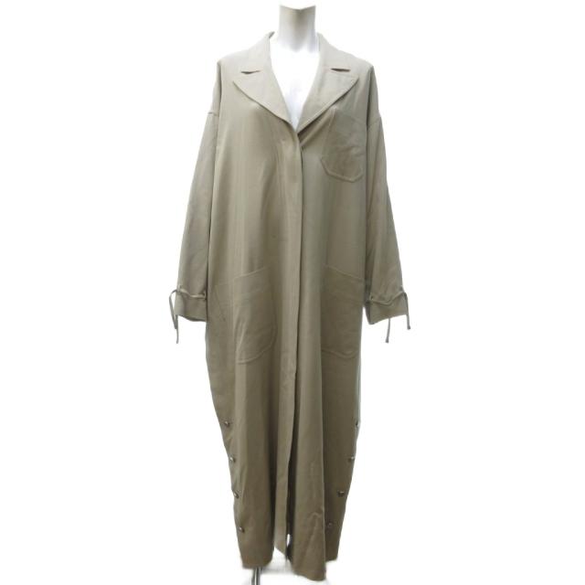 【中古】シャネル 98C 90s ウール ステンカラーコート ジャケット マキシ丈 コクーンシルエット ココマークボタン 38