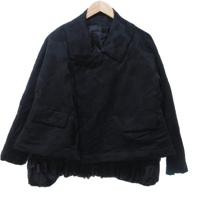 【中古】コムデギャルソンコムデギャルソン AD2023 デザインジャケット ブレザー フリル シャドーフラワー柄 S RL-J020