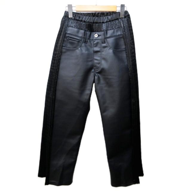 【中古】ジュンヤワタナベ コムデギャルソン AD2022 22AW プリーツドッキングパンツ フェイクレザー 切替 XS JJ-P019