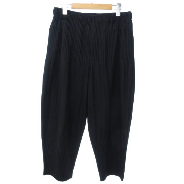 【中古】オムプリッセイッセイミヤケ 消しプリーツ プリーツパンツ スラックス 黒 ブラック 2 約M HP55JF153