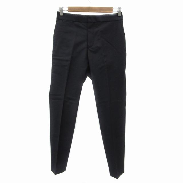 【中古】ドゥロワー 23AW タックスラックスパンツ 無地 ウール モヘヤ混 36 S 紺 6514-236-1303 IBO83 レディース