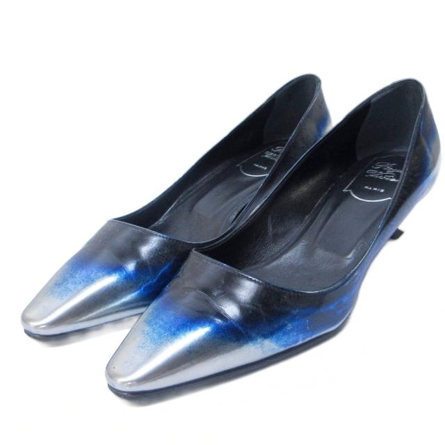 【中古】ロジェヴィヴィエ ROGER VIVIER パンプス グラデーション レザー メタリック 35 約22cm IBO83