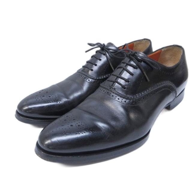 【中古】サントーニ SANTONI 13998 ドレスシューズ レザー 内羽根 メダリオン 革靴 7 1/2 約26.5cm ブラック IBO83