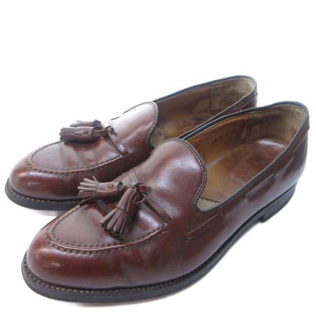 【中古】オールデン ALDEN 563 タッセルローファー スリッポン 革靴 フリンジ USA製 茶 ブラウン 8 約26cm IBO83