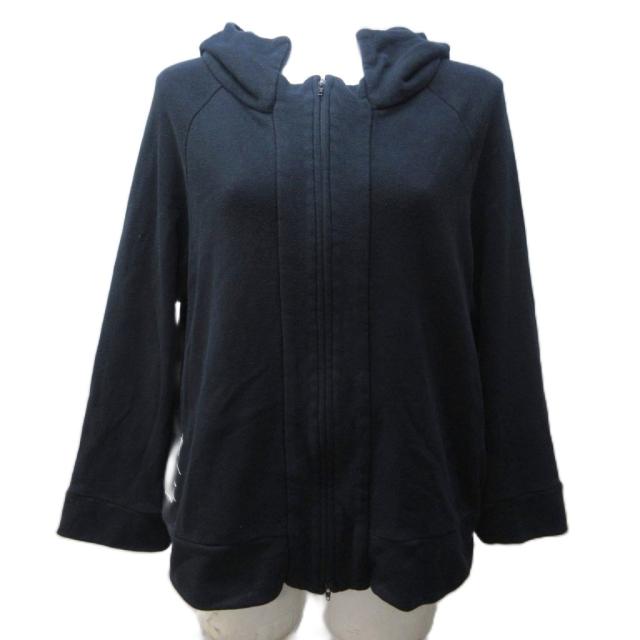 【中古】ヨウジヤマモト パーカー フーディ スウェット ロゴ 刺繍 ジップアップ 2 約M 黒 ブラック FC-T60-950