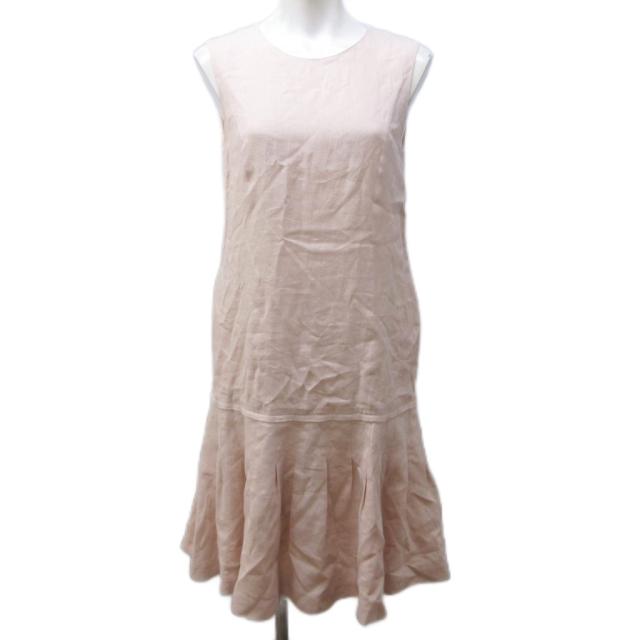 【中古】フォクシー FOXEY 2018年 ワンピース ドレス リネン ピンタック ノースリーブ ひざ丈 38 約S IBO84