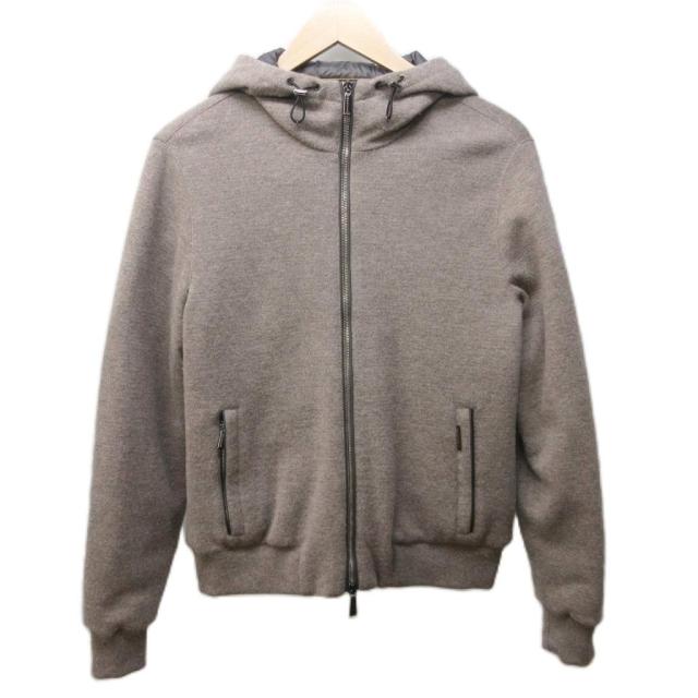 【中古】ムーレー MOORER BRIGNO-MRW ボンバージャケット カシミヤニットダウンパーカー 46 約S ベージュ 系 1124