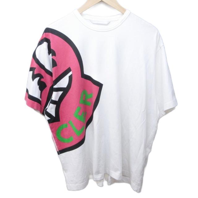 【中古】モンクレール 22SS Tシャツ カットソー ロゴ プリント オーバーサイズ 半袖 S 白 ホワイト C-SCOM-22-43243
