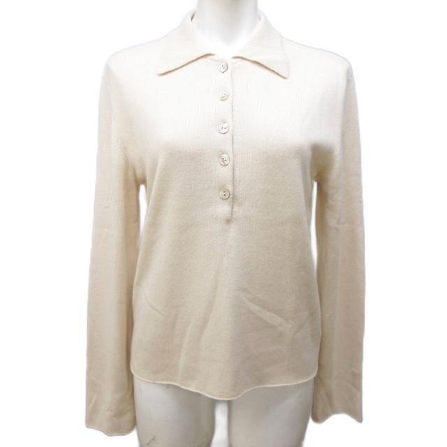 【中古】シャネル CHANEL 98A P11427 カシミヤ シルク ニットポロシャツ カットソー 国内正規 長袖 38 約M ■MNK3
