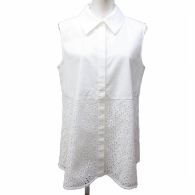 【中古】フォクシーニューヨーク 2024年 English Garden チュニックブラウス 切替 レース 刺繍 42 約M 44423 ■MNK3