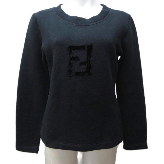 【中古】フェンディ FENDI maglia ベロア ズッカ FFロゴ 刺繍 トレーナー スウェットシャツ 裏起毛 42 約M ■MNK3