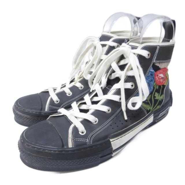 【中古】ディオール レイモンド コラボ ハイカットスニーカー 花柄 リップ 刺繍 切替 19HLS 42 約27cm ■MNK3