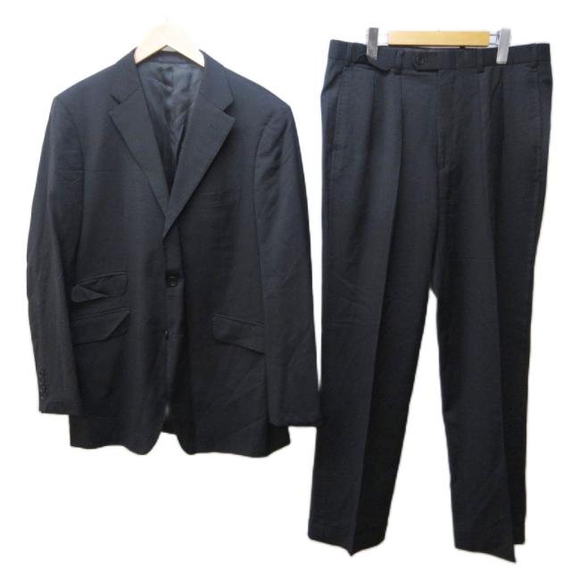 【中古】バーバリーブラックレーベル BURBERRY BLACK LABEL スーパー120's シングルスーツ セットアップ 42 L IBO85