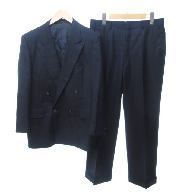 【中古】バーバリーズ Burberrys PRESTIGE COLLECTION ウールカシミヤ スーツ セットアップ ダブル 約L IBO85