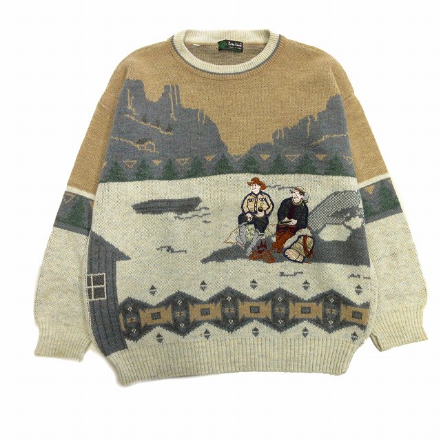 【中古】トリスライン tris line 総柄 ニット セーター クルーネック イタリア製 オールド ビンテージ グレーの通販はau PAY ...