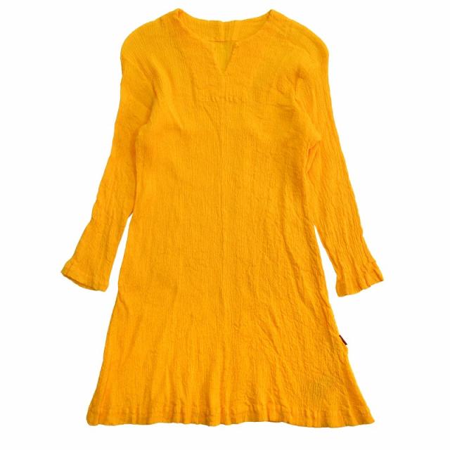 【中古】未使用品 19ss ハート イッセイミヤケ 製品染め加工 プリーツ ミニ ワンピース ドレス チュニック◆12