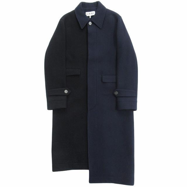 【中古】美品 19aw ロエベ LOEWE アシンメトリー ステンカラー コート ウール カシミヤ ブレンド バルカラー