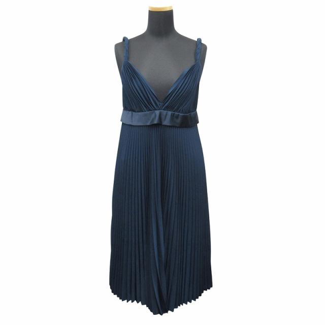 【中古】未使用品 21ss バーバリー ロンドン シルク プリーツ キャミ ワンピース ドレス リカルド期 38■８