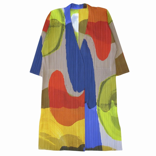 【中古】極美品 20SS プリーツプリーズ PLEATS PLEASE イッセイミヤケ プリーツ加工 総柄 ロング カーディガン ◇11