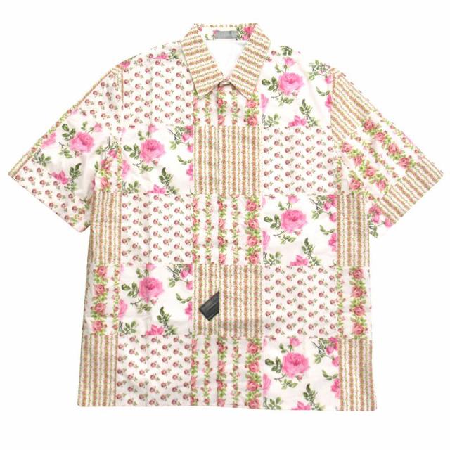 【中古】未使用品 22aw ディオール Dior ローズ パッチワーク シャツ カットソー ブラウス 半袖 薔薇 ロゴ 花柄▽11