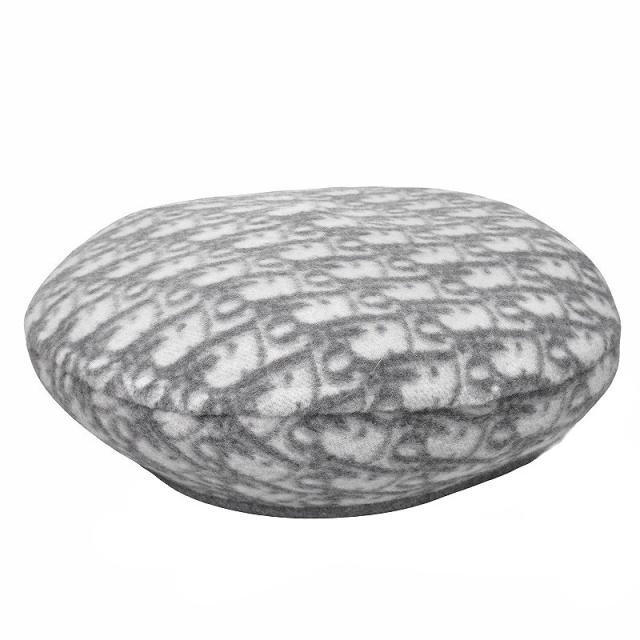 【中古】未使用品 21aw クリスチャンディオール オブリーク リバーシブル ベレー帽 ウール トロッター 総柄 帽子▽２
