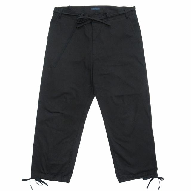 【中古】19ss レギュレーション ヨウジヤマモト コットンツイル ワイド パンツ オーバーサイズ ドローコード 2 黒