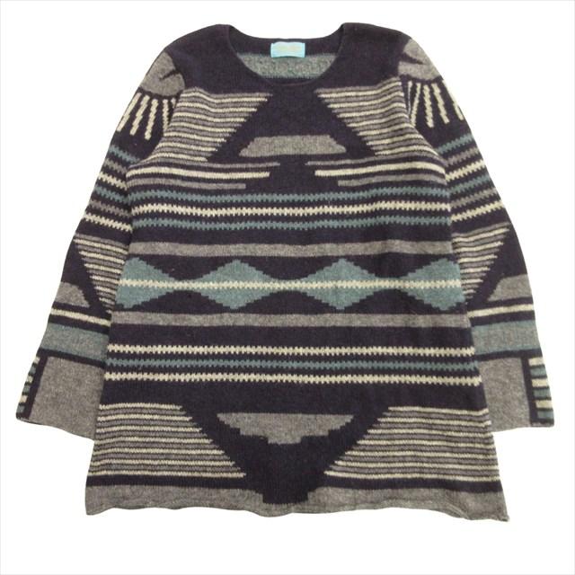 【中古】97aw アンダーカバー UNDERCOVER LEAF ニット セーター クルーネック 総柄 ウール 90's 初期 青タグ