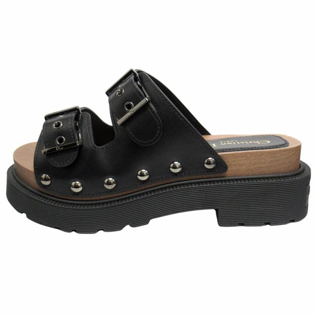 【中古】未使用品 22ss クリスチャンディオール ディオールクエイク レザー ストラップ サンダル プラットホーム■２