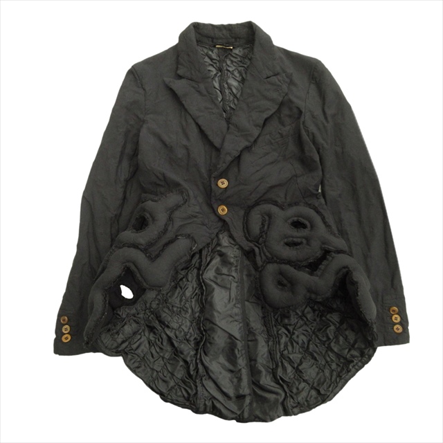 【中古】14ss コムデギャルソン COMME des GARCONS ポリ縮絨 パデット 燕尾ジャケット テーラード ジャケット