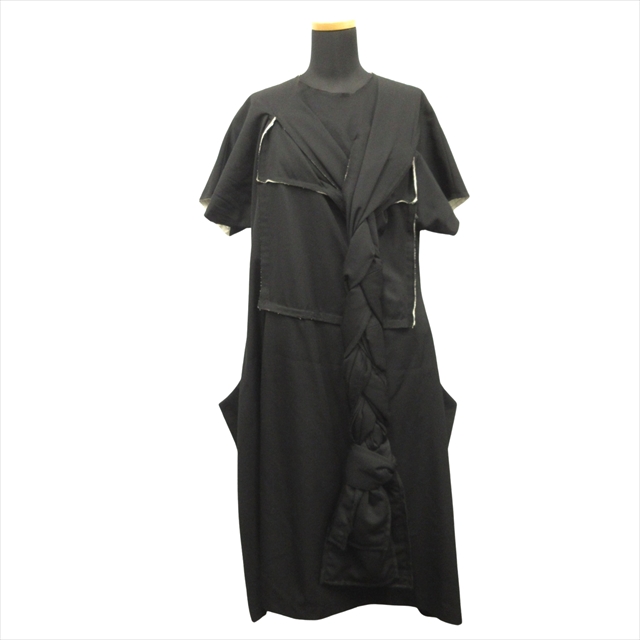 【中古】美品 14aw コムデギャルソン COMME des GARCONS ロープ デザイン ワンピース ドレス カットソー ウール
