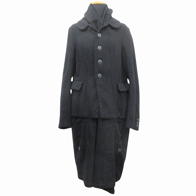 【中古】美品 14AW ブラックコムデギャルソン BLACK COMME des GARCONS ショート ロング ドッキング コート XS