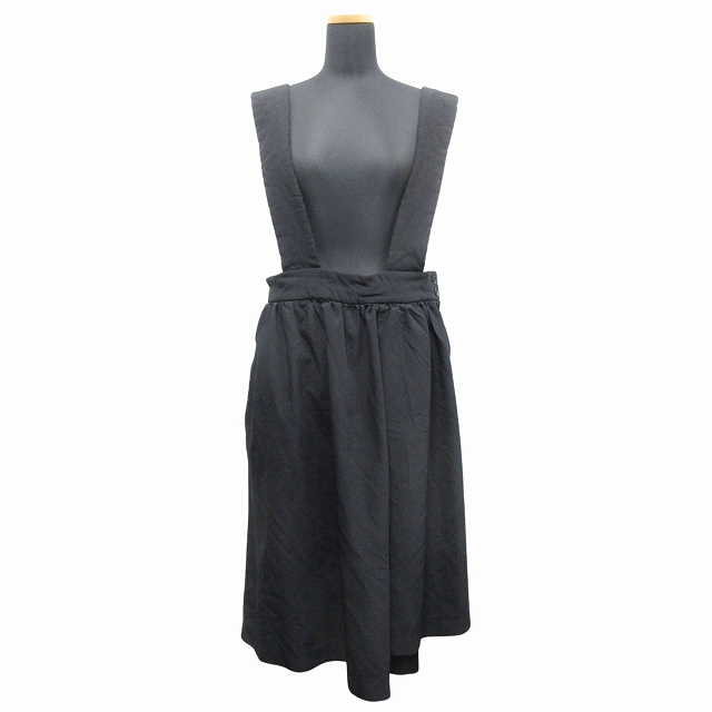 【中古】美品 14AW ブラックコムデギャルソン ポリ縮絨 製品染め サスペンダー パンツ サロペット オーバーオール