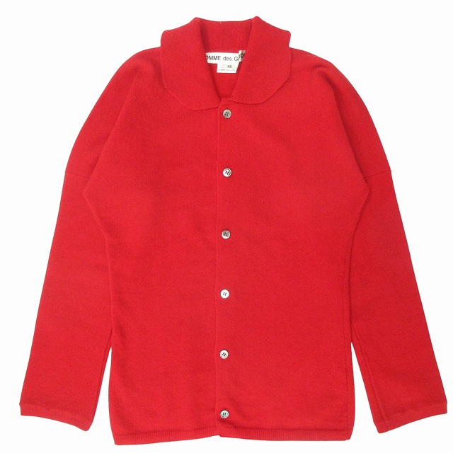 【中古】美品 12AW コムデギャルソン COMME des GARCONS 二次元期 ウール 襟付き カーディガン ニット セーター XS