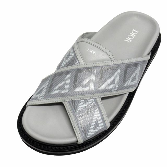 【中古】未使用品 ディオール DIOR アクア CD ダイヤモンド レザー サンダル シューズ ロゴ スライド 39 ■２