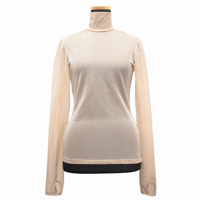 【中古】美品 24SS マメクロゴウチ  Mame Kurogouchi ラメ ジャージー ハイネック シアー トップ カットソー サイズ1