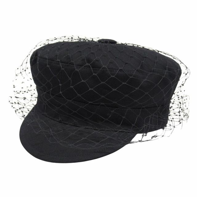 【中古】美品 クリスチャンディオール Christian Dior アーティ ベール付 キャスケット キャップ チュール ロゴ▽２