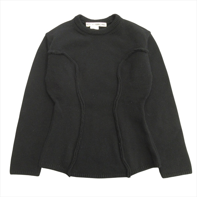 【中古】美品 22aw コムデギャルソン COMME des GARCONS 黒い薔薇 ウエストシェイプ ニット セーター クルーネック