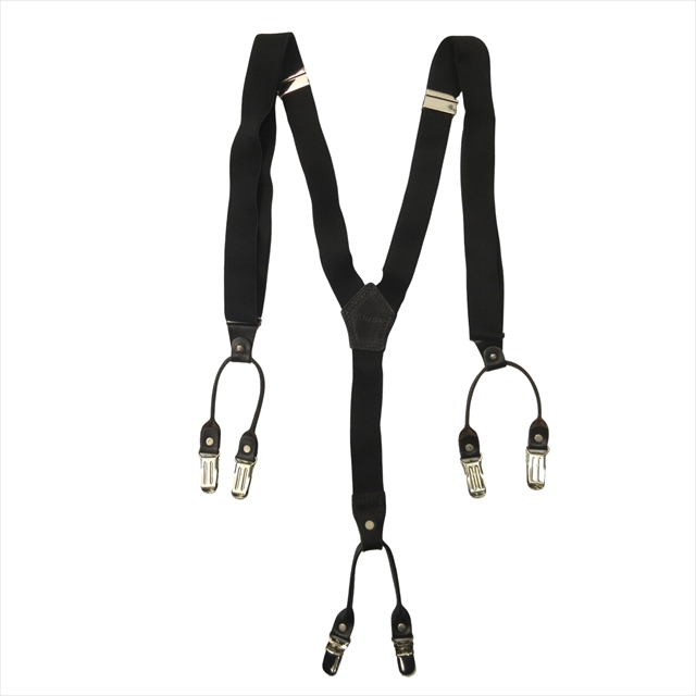 【中古】ワイズフォーメン Y's for men ヨウジヤマモト YOHJI YAMAMOTO サスペンダー クリップ式 ロゴ刻印 レザー