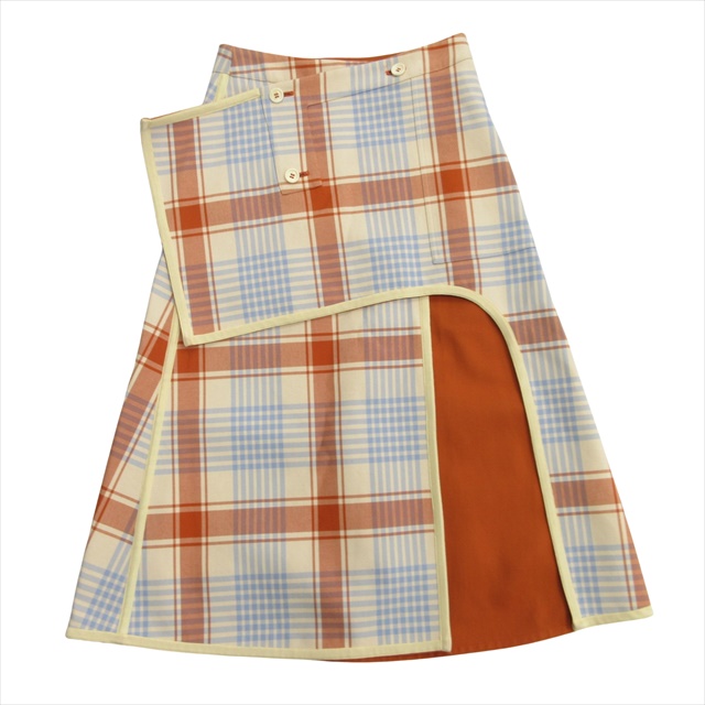 【中古】未使用品 23aw イッセイミヤケ ISSEY MIYAKE リバーシブル ラップ スカート ロング チェック アシンメトリー
