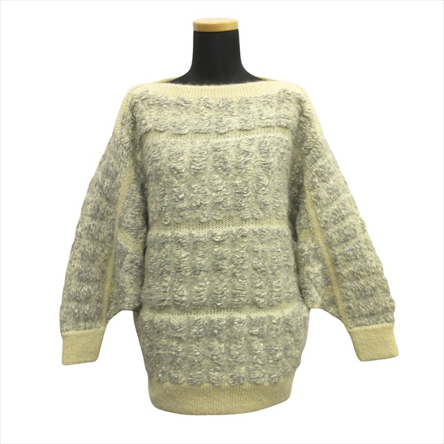 【中古】美品 イッセイミヤケ ISSEY MIYAKE 80's ボートネック ドルマン ニット セーター ウール シルク 筆タグ