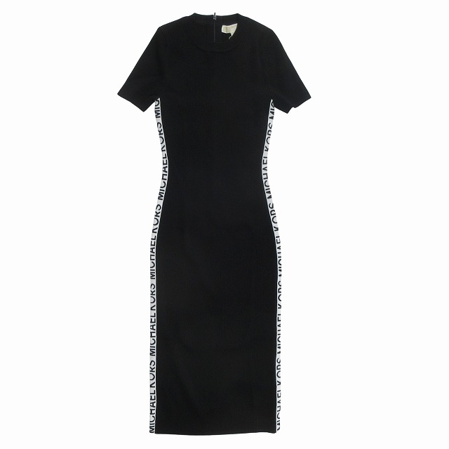【中古】未使用 マイケルマイケルコース Michael michael kors タイト ワンピース ドレス 半袖 丸首 ロゴテープ