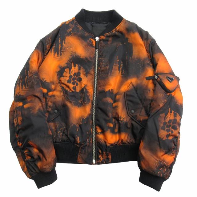 【中古】美品 22aw プラダ PRADA トライアングルロゴ Re-Nylon 転写 ボンバー ジャケット ブルゾン SGB903 リナイロン