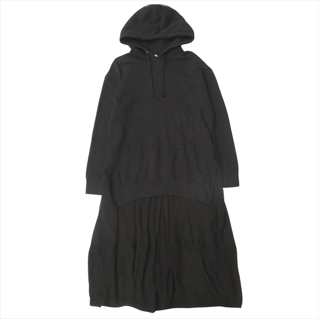 【中古】22ss ブラックコムデギャルソン BLACK COMME des GARCONS ドッキング ワンピース スウェット ロング パーカー